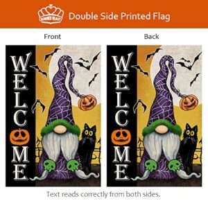 Halloween Gnome Garden Flag 12x18 Inch Small Double Sided Burlap Welcome Seasonal Holiday Yard Outside