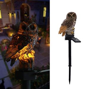 owl solar led light garden solar light outdoor decoration resin pile garden lawn path yard decoration (brown)