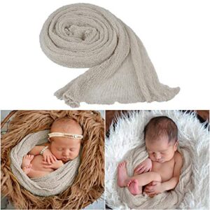 Outgeek Newborn Baby Photography Props 2 Pcs Long Ripple Wrap Newborn Props Baby Photo Props DIY Newborn Photography Wrap (White and Light Brown)