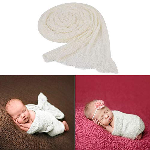 Outgeek Newborn Baby Photography Props 2 Pcs Long Ripple Wrap Newborn Props Baby Photo Props DIY Newborn Photography Wrap (White and Light Brown)