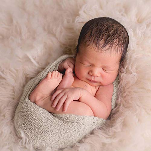 Outgeek Newborn Baby Photography Props 2 Pcs Long Ripple Wrap Newborn Props Baby Photo Props DIY Newborn Photography Wrap (White and Light Brown)