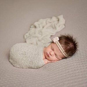 Outgeek Newborn Baby Photography Props 2 Pcs Long Ripple Wrap Newborn Props Baby Photo Props DIY Newborn Photography Wrap (White and Light Brown)