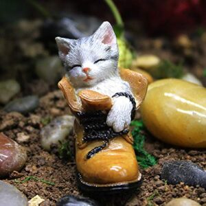 danmu 1pc of polyresin small sleeping kitten miniature figurines, fairy garden accessories, fairy garden supplies, fairy garden animals for fairy garden, bonsai craft decor 1 4/5″ x 1 1/10″ x 1 3/5″