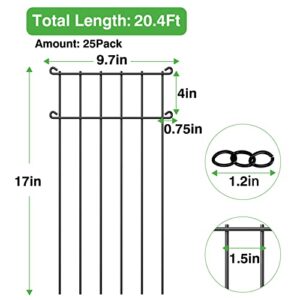 25 Pack Garden Fence No Dig Fencing, 17inchx19ft Rustproof Metal Wire Panel Animal Barrier Fence for Dogs, Yard Guard Fence Landscape Patio Outdoor Decor.