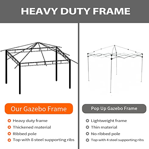 10x13 Gazebo with Mosquito Netting and Sand Bag, Aluminum Pole Outdoor Gazebo with Polyester Top, Fireproof Enclosure & Waterproof Screen Patio Tent, Garden Pavilion for Backyard, Lawn (Cream)