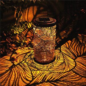 sanzhi solar lantern hanging, outdoor hanging hollow leaves solar garden lights decorative retro metal waterproof solar lamp for patio yard pathway terrace tyn001