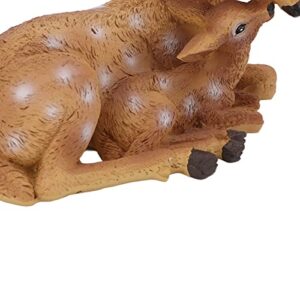 Cyrank Resin Deer Figurine, Mini Animal Figurine Deer Decorations 3.8x2.2x6.7in Outdoor Garden Statue Deer Lying Down Sculpture Ornaments Housewarming Gift