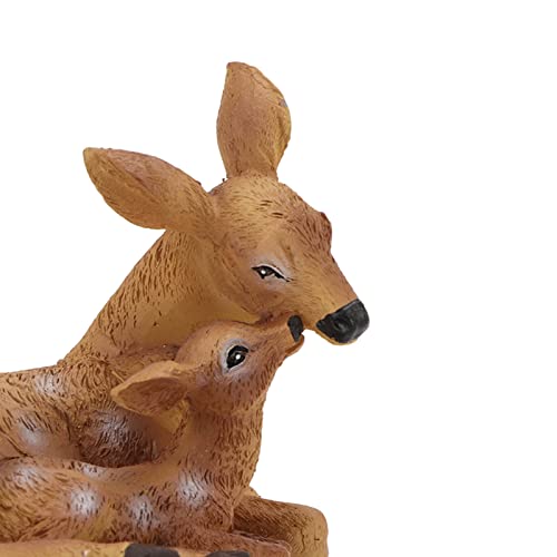 Cyrank Resin Deer Figurine, Mini Animal Figurine Deer Decorations 3.8x2.2x6.7in Outdoor Garden Statue Deer Lying Down Sculpture Ornaments Housewarming Gift