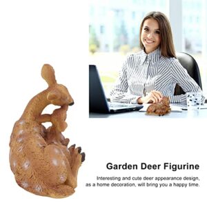 Cyrank Resin Deer Figurine, Mini Animal Figurine Deer Decorations 3.8x2.2x6.7in Outdoor Garden Statue Deer Lying Down Sculpture Ornaments Housewarming Gift