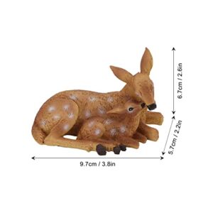 Cyrank Resin Deer Figurine, Mini Animal Figurine Deer Decorations 3.8x2.2x6.7in Outdoor Garden Statue Deer Lying Down Sculpture Ornaments Housewarming Gift