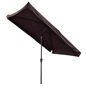 yescom 10×6.5ft (2x3m) rectangle aluminum outdoor patio umbrella with valance sunshade crank tilt garden dark brown