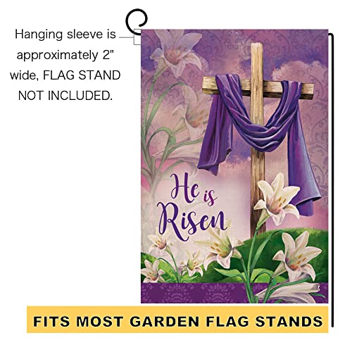 He is Risen Spring Easter Small Garden Flag Vertical Double Sided Burlap Welcome Farmhouse Yard Outdoor Decoration 12 x 18 Inches