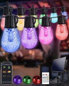 solar patio lights outdoor waterproof, 48 ft solar string lights dimmable, timer, app&remote, string lights for outside solar powered outdoor solar string lights for yard, backyard, garden decor