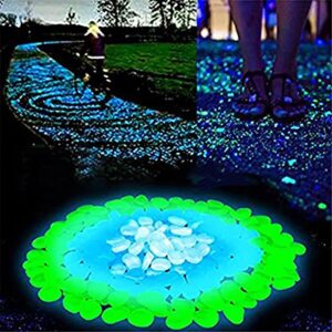 surgicalonline 300pcs garden decorative stones glow in the dark luminous pebbles for walkways plants aquarium decor， glowing pebbles powered fish tank garden decoration (blue)