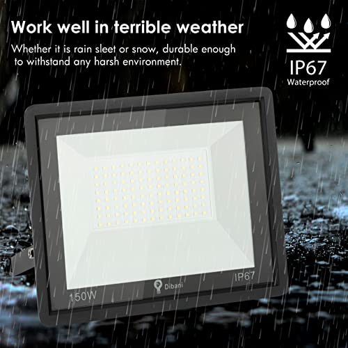 EVCUHASL 2 Pack 150W LED Flood Light Outdoor, 12000lm Super Bright LED Work Lights, Upgraded IP67 Waterproof Security Lights, 5000K White Spot Daylight Outside for Yard, Garage, Barn, Garden