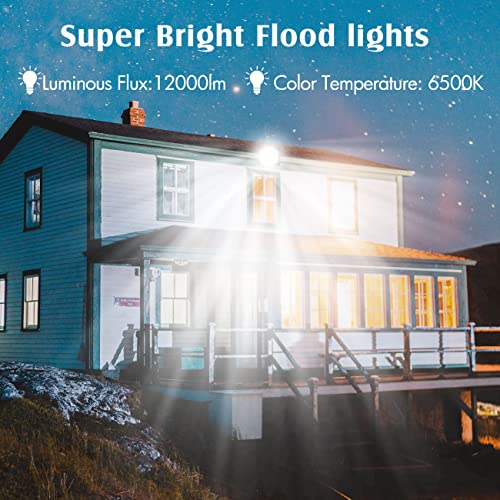 EVCUHASL 2 Pack 150W LED Flood Light Outdoor, 12000lm Super Bright LED Work Lights, Upgraded IP67 Waterproof Security Lights, 5000K White Spot Daylight Outside for Yard, Garage, Barn, Garden