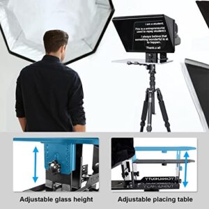 All-Metal teleprompter Supports 12.9" Tablets Prompting, w/a liftable Shooting Platform to Provide Wide-Angle Shooting for The Camera.