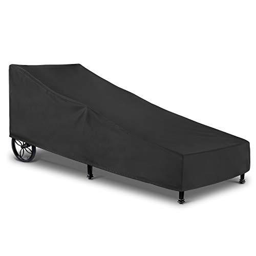 SunPatio Outdoor Chaise Lounge Cover Waterproof, Patio Furniture Lounge Chair Cover with Sealed Seam and Air Vent, UV & Rip & Fade Resistant, All Weather Protection, 80W x 30D x 26H inch, Black