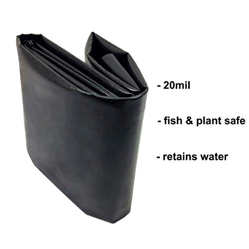 UWIOFF Small Pond Liner, 4 x 7 Feet 20 Mil Pond Skins Pond Liner Black LDPE Pond Liner for Waterfall, Fish Ponds, Garden Fountain(4-Foot by 7-Foot)