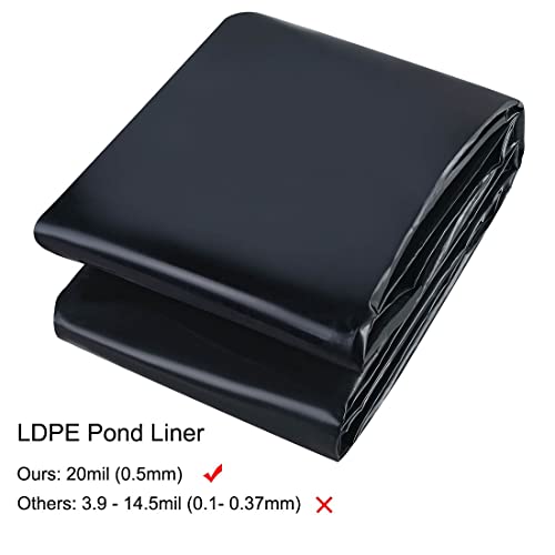 UWIOFF Small Pond Liner, 4 x 7 Feet 20 Mil Pond Skins Pond Liner Black LDPE Pond Liner for Waterfall, Fish Ponds, Garden Fountain(4-Foot by 7-Foot)