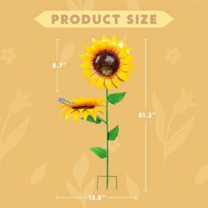 JOIEDOMI Sunflower Bird Feeder, Sunflower Yard Ornament Stakes, Flower Hanging Bird Feeders for Outdoors, Patio, Backyard, Garden