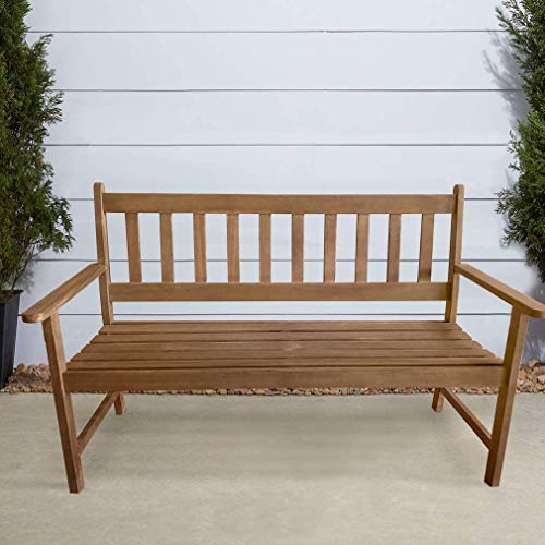 Patio Wood Bench Outdoor Garden Bench, Park Bench 705lbs Outside Porch Chair,Acacia Wood Furniture for Pool Backyard Balcony Deck Lawn Garden Yard Decor Patio ,Natural Oiled,48" W x 22" D x 33" H