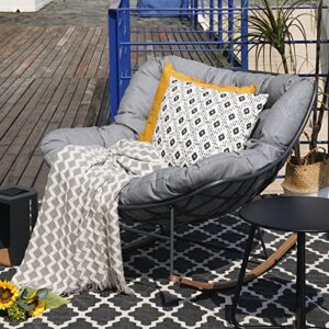 Grand patio Outdoor Rocking Chair, Comfy Modern Steel Rocker Chair with Cushion for Porch, Balcony, Patio, Garden, Yard, Gray