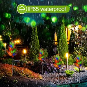 4 Pieces Solar Christmas Yard Decorations Tree Lights Garden Outdoor Waterproof, Christmas Tree Solar Stakes, Yard and Decoration Solar Flickering Tree Lights Patio Lawn Pathway