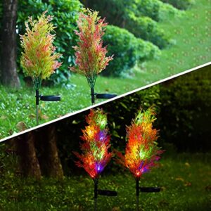 4 Pieces Solar Christmas Yard Decorations Tree Lights Garden Outdoor Waterproof, Christmas Tree Solar Stakes, Yard and Decoration Solar Flickering Tree Lights Patio Lawn Pathway