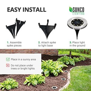 Sunco Solar Lights Outdoor Garden LED, Waterproof Landscape Pathway Light Fixture, Dusk to Dawn, Yard Patio Ground Lights, Deck, Cross Spike Stake, 12 Count (Pack of 1), 7000K Diamond White