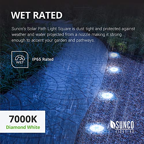 Sunco Solar Lights Outdoor Garden LED, Waterproof Landscape Pathway Light Fixture, Dusk to Dawn, Yard Patio Ground Lights, Deck, Cross Spike Stake, 12 Count (Pack of 1), 7000K Diamond White