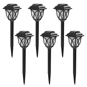 yomxjs 6 pack led solar landscape garden lights solar pathway lights outdoor, waterproof solar powered pathway lights for yard, patio, landscape, walkway (cool white)