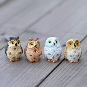 danmu 4pcs resin mini owls, miniature figurines, fairy garden accessories, fairy garden supplies, fairy garden animals for fairy garden, micro landscape, plant pots, bonsai craft decor