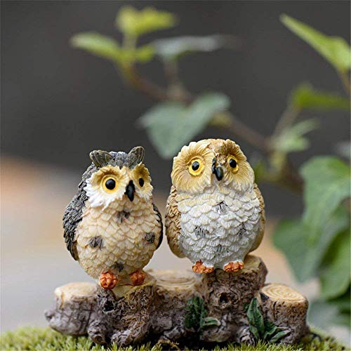 Danmu 4pcs Resin Mini Owls, Miniature Figurines, Fairy Garden Accessories, Fairy Garden Supplies, Fairy Garden Animals for Fairy Garden, Micro Landscape, Plant Pots, Bonsai Craft Decor