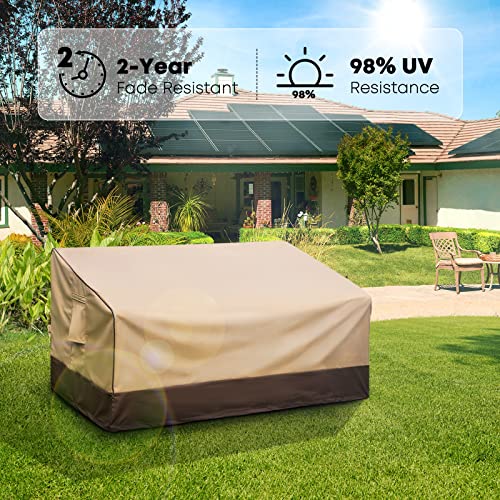 PaitoGem Heavy Duty Outdoor Couch Cover 100% Waterproof 600D Oxford, Outdoor Furniture Cover Waterproof, 2-Seater UV-resistant Patio Sofa Covers, Lawn Patio Furniture Cover with Air Vents, Deep Small