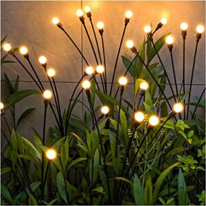 binfenny solar powered firefly lights – outdoor solar firefly garden lights vibrant swaying garden light waterproof decorative solar lights for yard patio pathway decoration warm 2pack