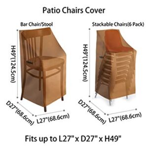 RosieLily High Back Patio Chair Covers Waterproof Heavy Duty Stackable Outdoor Bar Stool Cover Brown Patio Furniture Covers Outside Lounge Deep Seat Covers, Lawn Chair Covers, High Back, 1 Pack-Brown