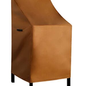 RosieLily High Back Patio Chair Covers Waterproof Heavy Duty Stackable Outdoor Bar Stool Cover Brown Patio Furniture Covers Outside Lounge Deep Seat Covers, Lawn Chair Covers, High Back, 1 Pack-Brown