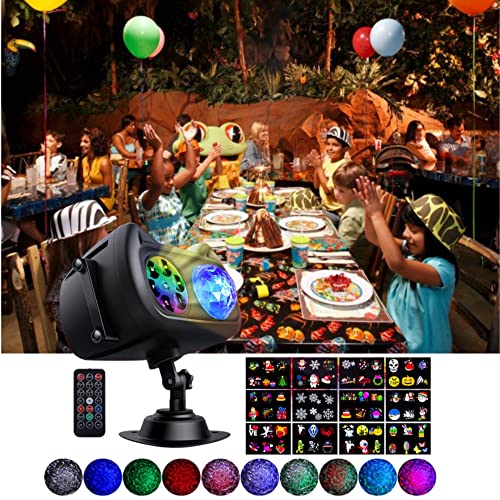 Projector Lights Outdoor 2-in-1 72 HD Effects Patterns & 3D Ocean Wave Snowflake Holiday IP65 Waterproof with Remote Control Timer Christmas, Halloween, Easter Gift Home Garden Party Decor