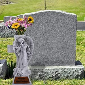 angel garden statue outdoor decor, grave decorations for cemetery, solar angel garden figurines gifts for mom grandma or cemetery decorations for grave garden memorial stones