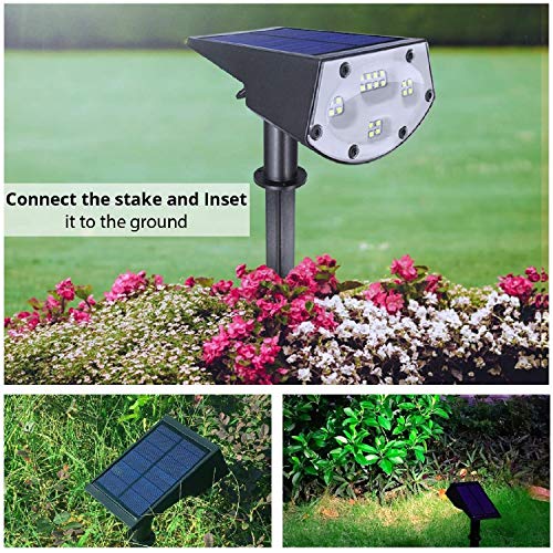 WBM Smart 20 Led Solar Landscape Spotlights, Ip65 Waterproof Solar Powered Wall Lights 2-in-1 Wireless Outdoor Solar Landscaping Light for Yd Garden Driveway Porch, 8Count, Pack of 2 (LE-05-4PK)