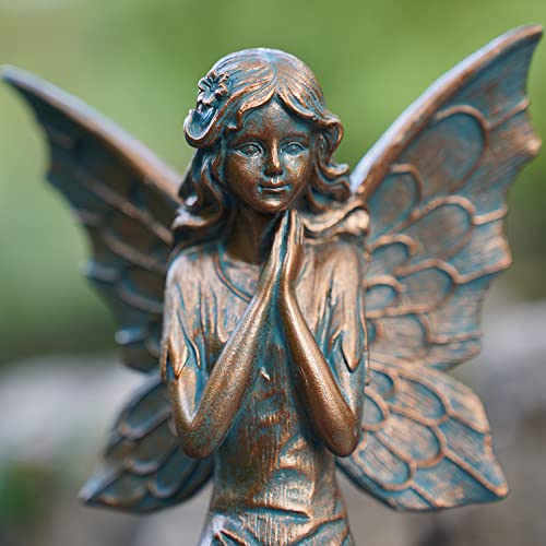 QZVANLON Fairy Garden Statue - Resin Solar Angel Figurines Garden Outdoor Decorations with Solar Crackle Glass Globe Lights, for Lawn Yard Patio Porch, Ornament Gift