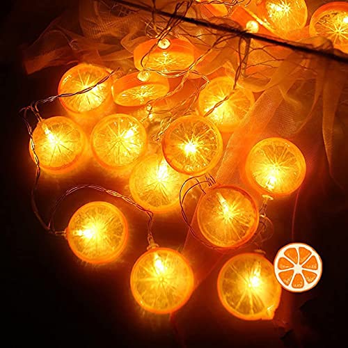 HelloCreate Fruit String Light Orange Lemon Slices Outdoor String Light Battery Operated Fruit Twinkle LED String Lights for Wedding Festival Party Garden Decor (Orange, 6m 40LEDs)