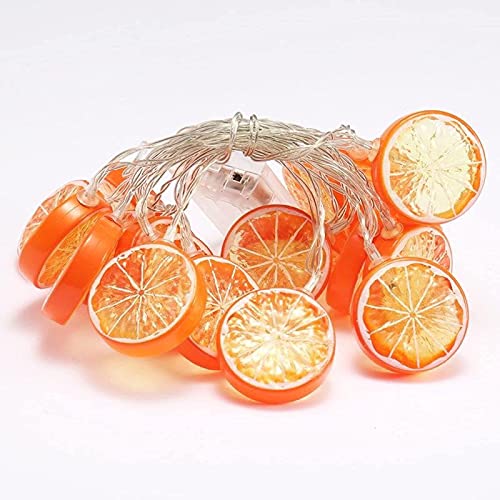 HelloCreate Fruit String Light Orange Lemon Slices Outdoor String Light Battery Operated Fruit Twinkle LED String Lights for Wedding Festival Party Garden Decor (Orange, 6m 40LEDs)