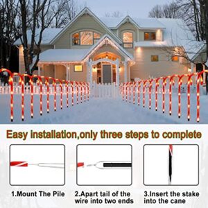 RED Lights Christmas Candy Cane Pathway Markers Lights with 8 Modes & Stakes, 22 Inch Christmas Lights Outdoor Christmas Decorations Xmas Candy Cane Christmas Decor for Walkway Yard Patio Lawn Garden