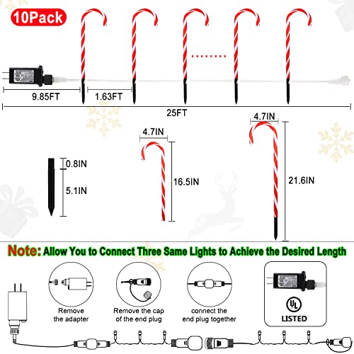 RED Lights Christmas Candy Cane Pathway Markers Lights with 8 Modes & Stakes, 22 Inch Christmas Lights Outdoor Christmas Decorations Xmas Candy Cane Christmas Decor for Walkway Yard Patio Lawn Garden