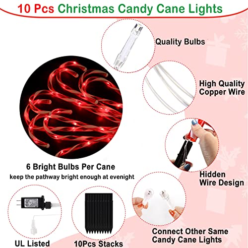 RED Lights Christmas Candy Cane Pathway Markers Lights with 8 Modes & Stakes, 22 Inch Christmas Lights Outdoor Christmas Decorations Xmas Candy Cane Christmas Decor for Walkway Yard Patio Lawn Garden