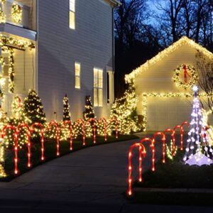 RED Lights Christmas Candy Cane Pathway Markers Lights with 8 Modes & Stakes, 22 Inch Christmas Lights Outdoor Christmas Decorations Xmas Candy Cane Christmas Decor for Walkway Yard Patio Lawn Garden