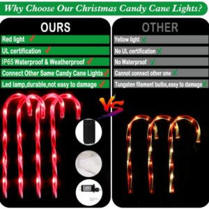 RED Lights Christmas Candy Cane Pathway Markers Lights with 8 Modes & Stakes, 22 Inch Christmas Lights Outdoor Christmas Decorations Xmas Candy Cane Christmas Decor for Walkway Yard Patio Lawn Garden