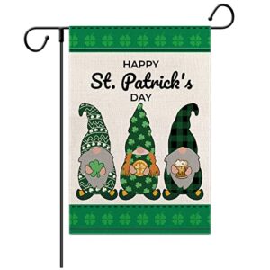 eddert st patrick’s day garden flag gnome shamrock 18 x 12 inch yard flag irish green shamrock garden flag double sided decorative garden flag for st. patrick’s day outdoor decoration